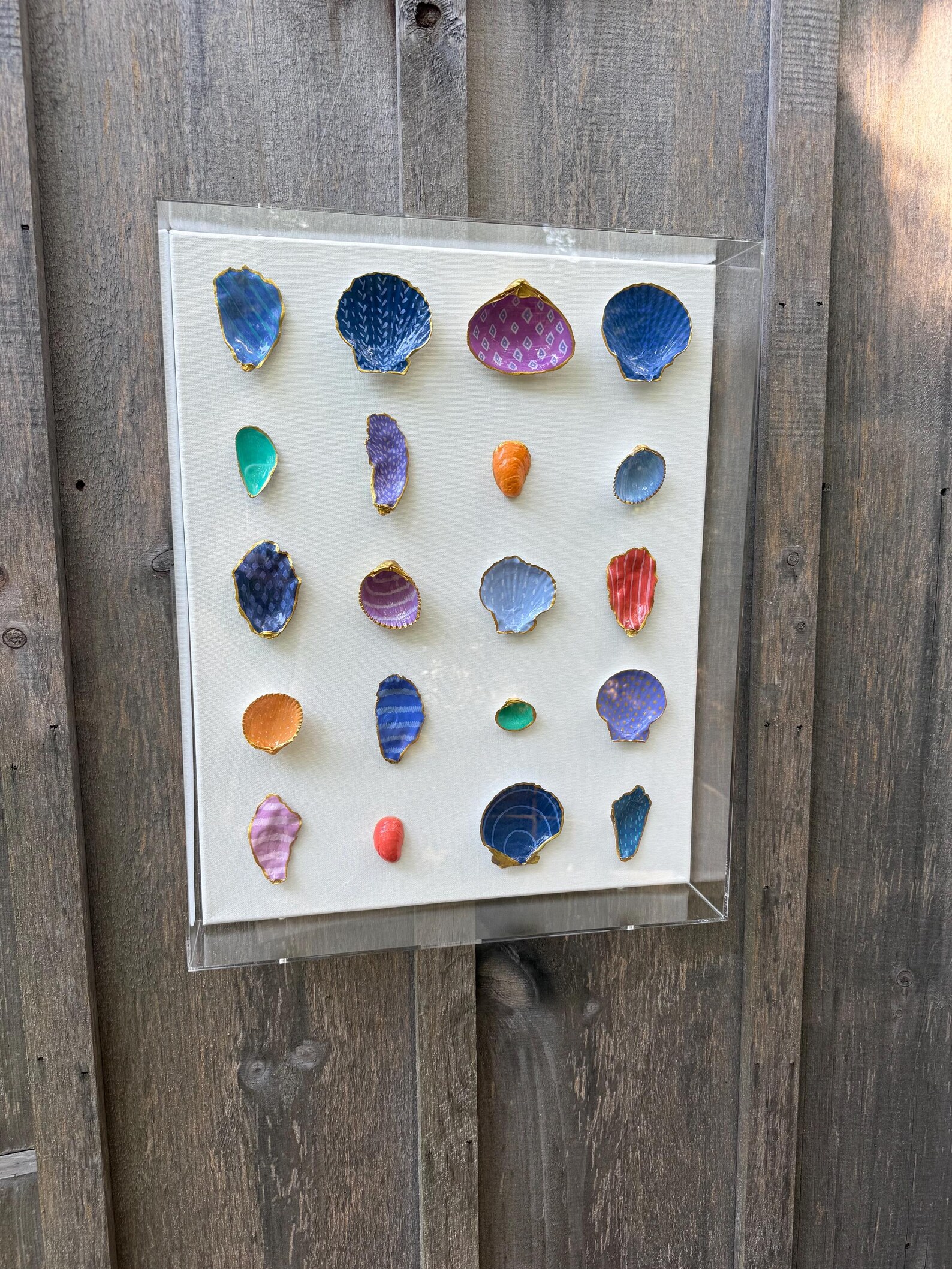 Hand Painted Seashells|acrylic Shadowbox|coastal Wall Art| Ocean ...
