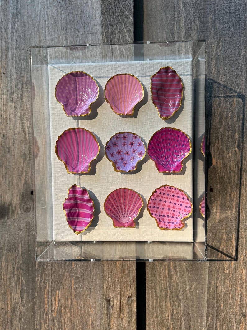 Hand Painted Shells-replica of Sold Piece|acrylic Shadowbox|coastal Art ...