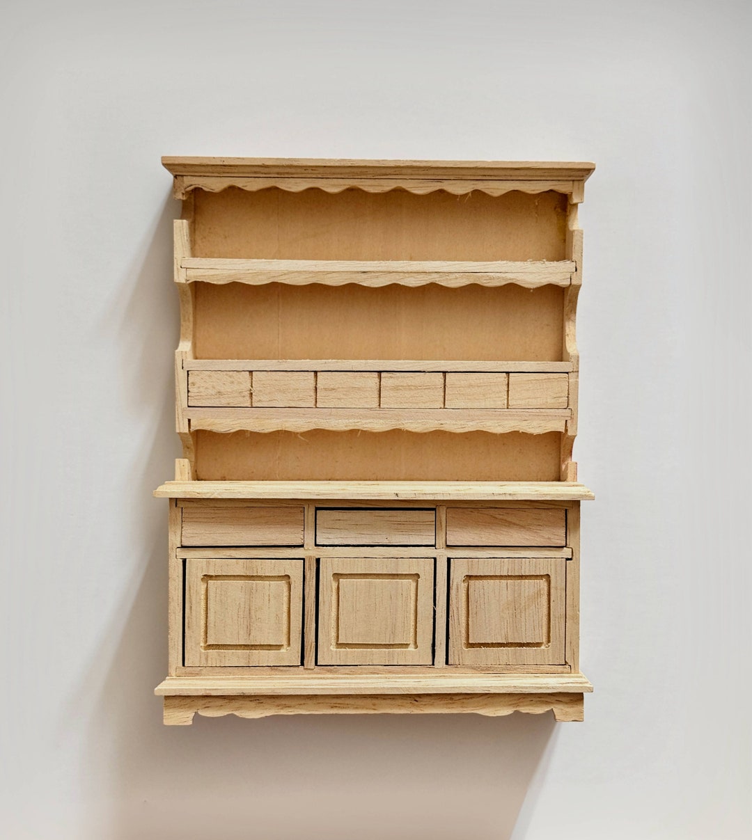 Miniature Dollhouse DIY Unpainted Bookshelf Cupboard Hutch 1/12 Scale ...