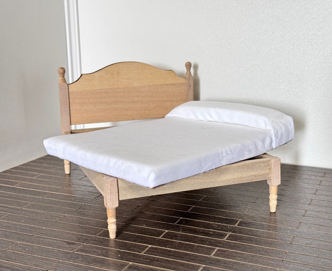 1:12 Scale Dollhouse Miniature DIY Unpainted Queen Size Bed, One Inch ...