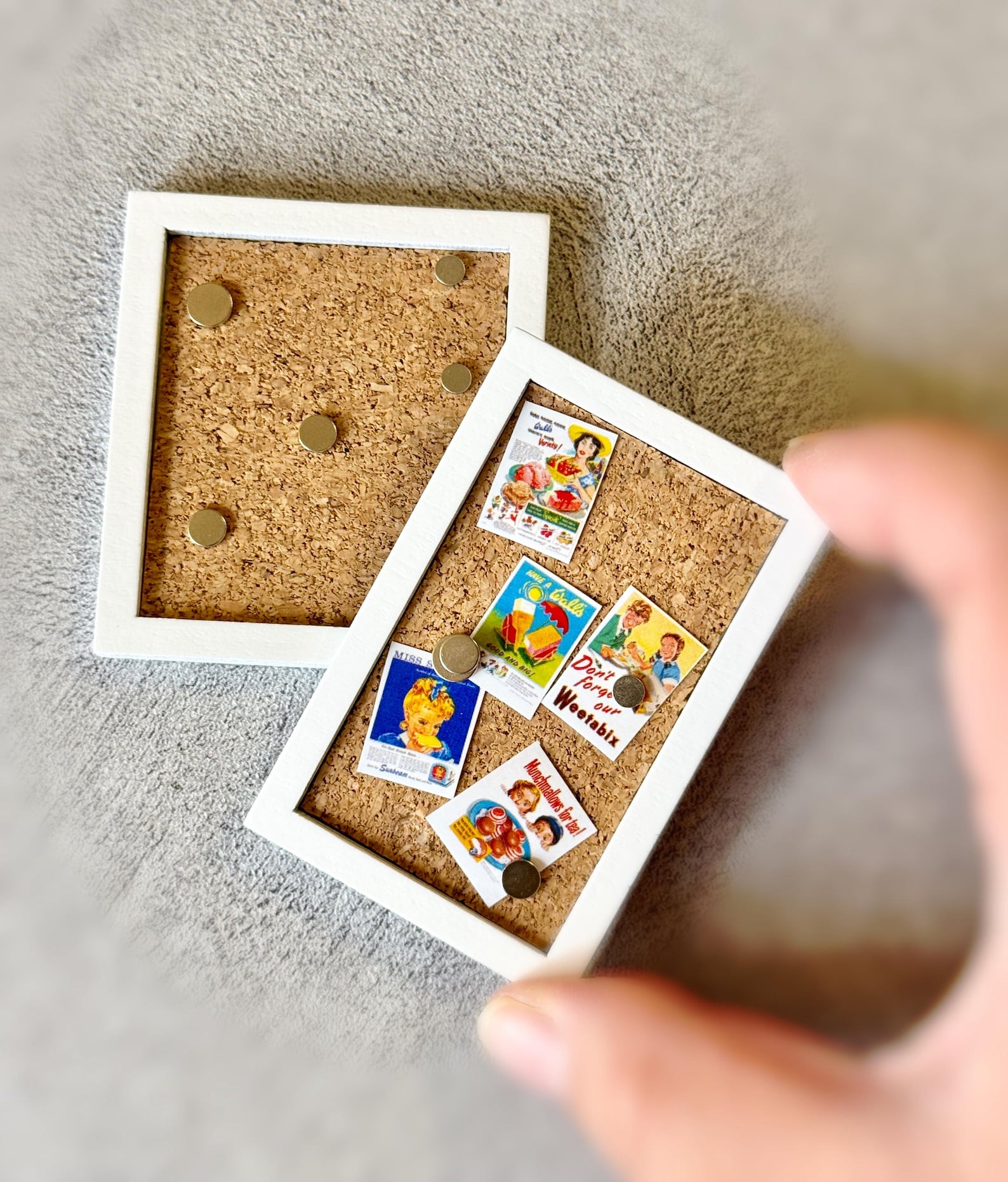 Miniature Wood Frame Magnet Cork Board- 1/12 Scale Dollhouse Wall Decor ...