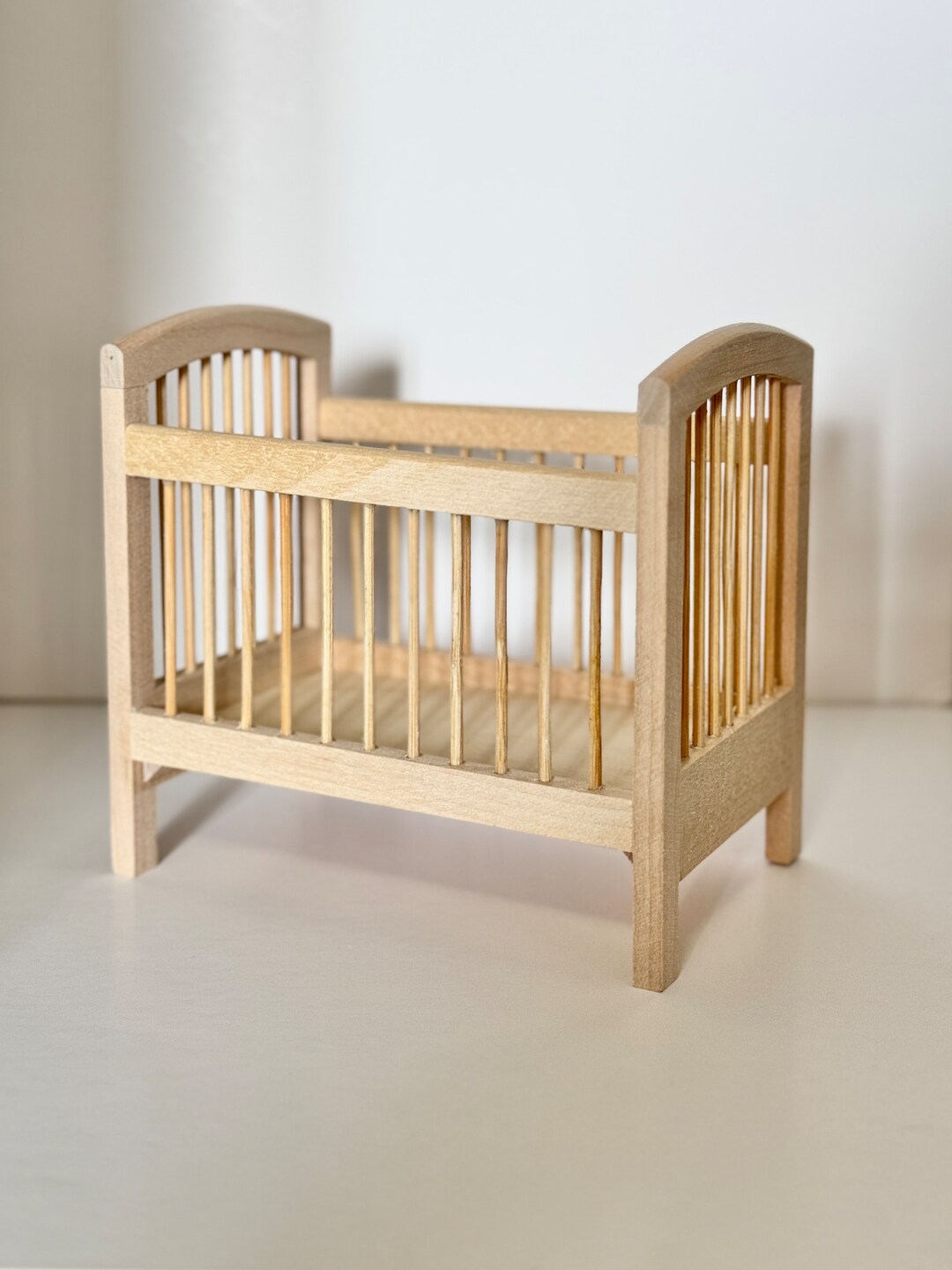 Dollhouse DIY Unpainted Miniature Baby Crib 1/12 Scale Doll House ...