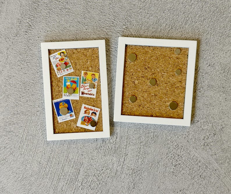 Miniature Wood Frame Magnet Cork Board- 1/12 Scale Dollhouse Wall Decor ...