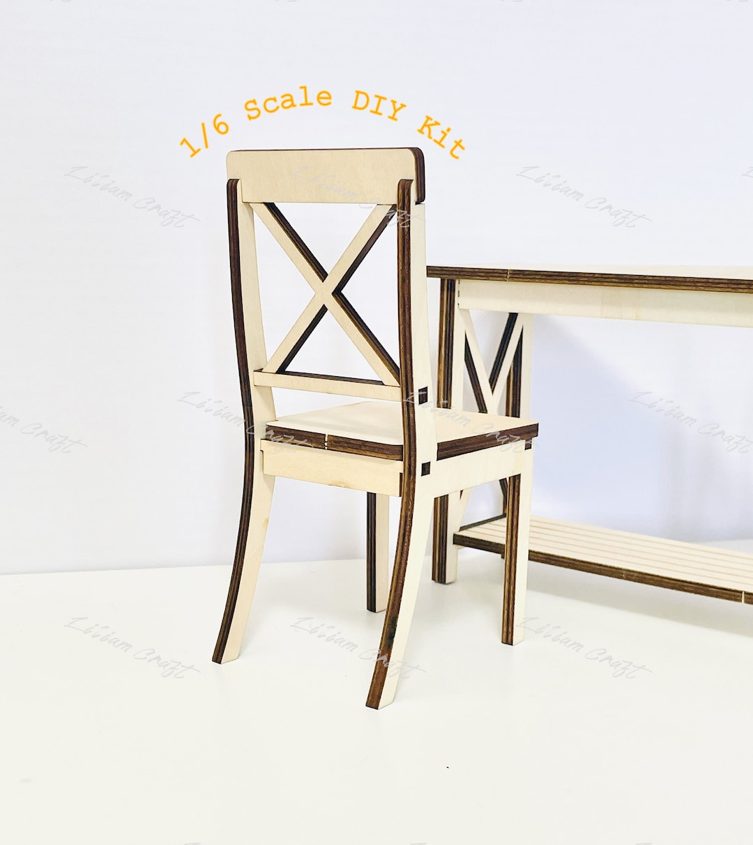 1:6 Miniature Dollhouse DIY KIT Dining Chair; 1/6 Scale Dollhouse ...