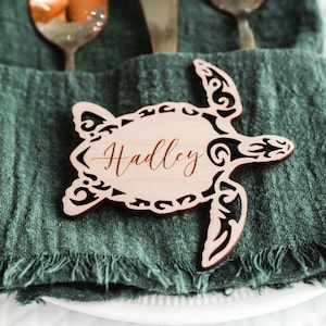 Personalized Turtle Place Cards - Custom Wood Tropical Place Setting - Etsy