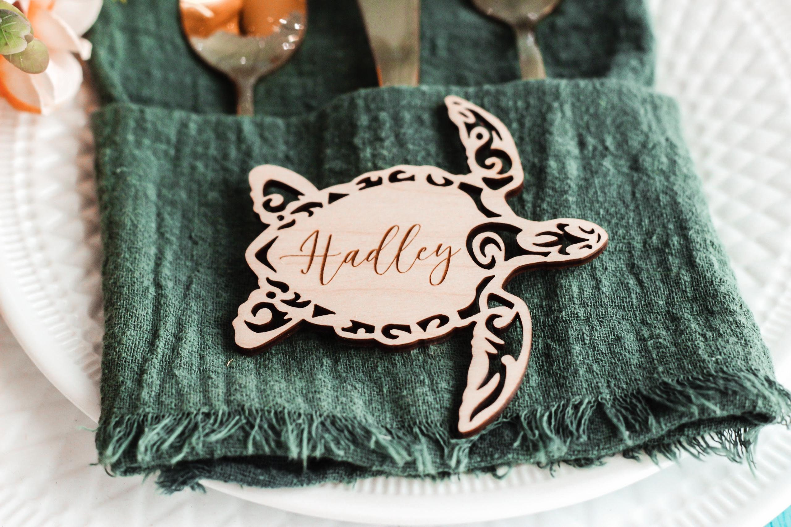 Personalized Turtle Place Cards - Custom Wood Tropical Place Setting - Etsy