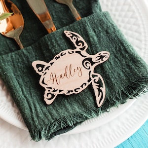 Personalized Turtle Place Cards - Custom Wood Tropical Place Setting - Etsy