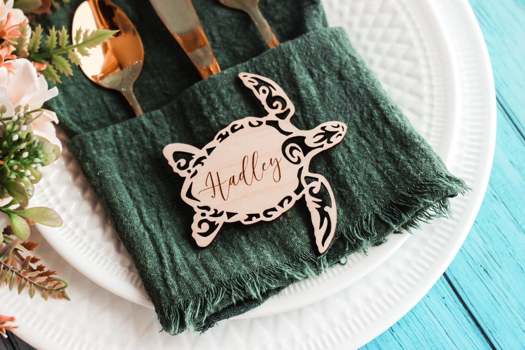 Personalized Turtle Place Cards - Custom Wood Tropical Place Setting - Etsy