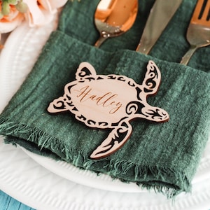 Personalized Turtle Place Cards - Custom Wood Tropical Place Setting - Etsy