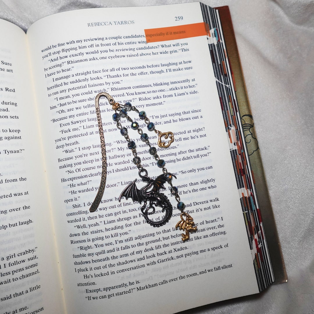 Dragon Bookmark, Bronze Fourth Wing Inspired Bookmark, Charmed Bookmark ...