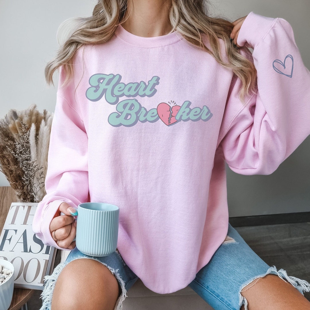 Heart Breaker Crewneck Sweatshirt, Valentine's Day Gift, Heart Sleeve ...