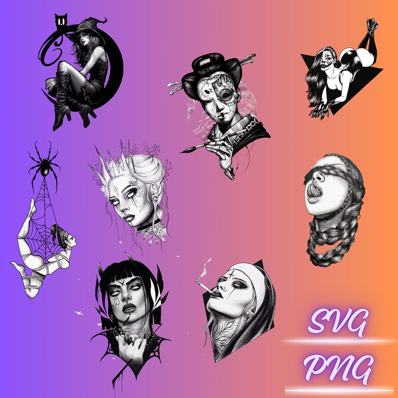 Express Your Style With Tattoo Girl SVG and PNG Files Creative Design ...