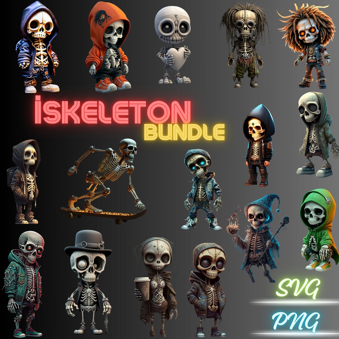 Trendy Skeletons High-quality SVG and PNG Digital Art. - Etsy