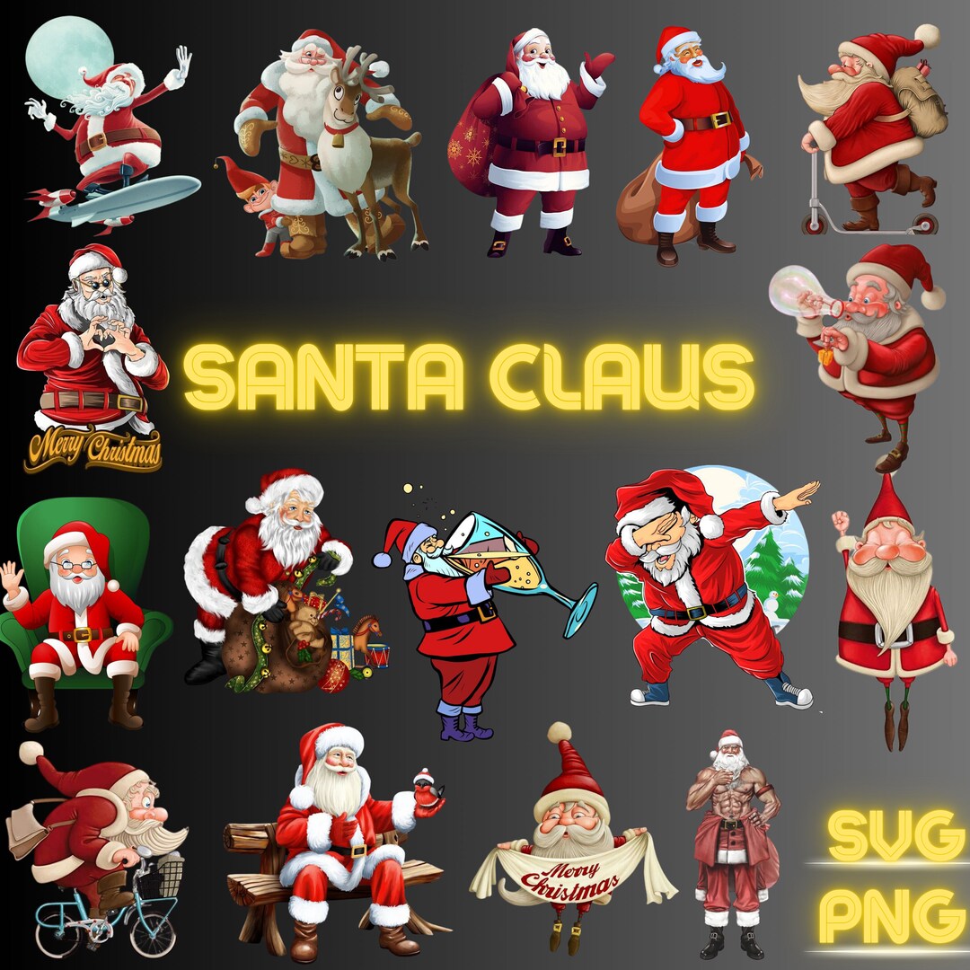 Santa Claus SVG and PNG Digital Illustrations: Add Magic to Your ...
