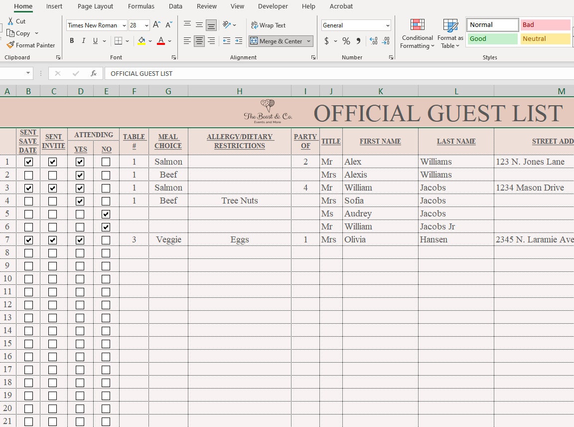 Ultimate Guest List Template - Etsy