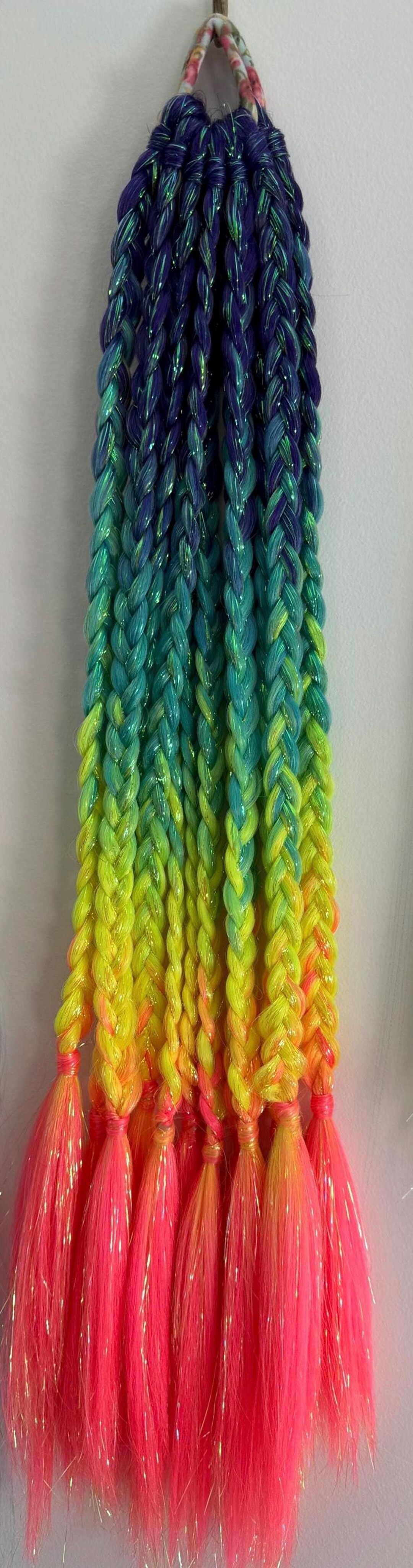 Rainbow Splash: 24 Inch Blue, Yello, and Pink Hair Extension - Etsy