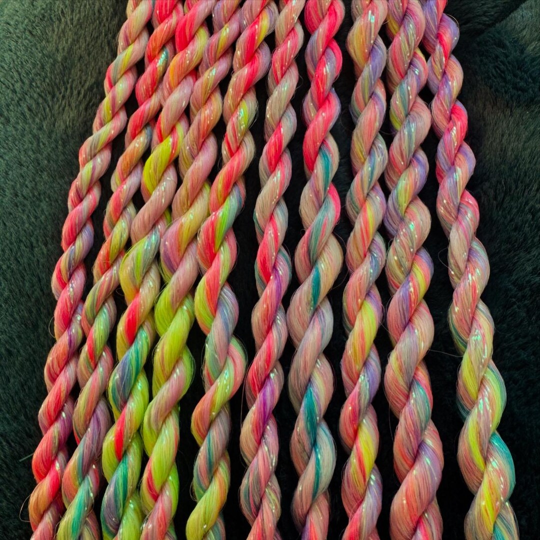 Blushing Starfire: Two Handmade 24-inch Rainbow Hair Braids - Etsy
