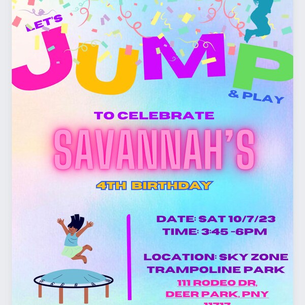 Sky Zone Invitation - Etsy