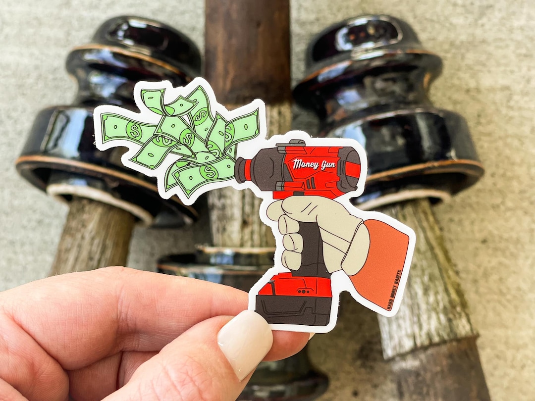 Money Gun Hard Hat Sticker | Lineman | Blue Collar | Great for Hardhat ...
