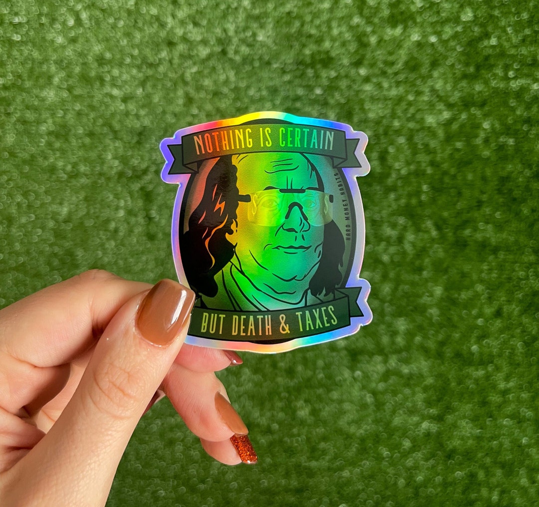 Holographic Death & Taxes Sticker | Lineman | Blue Collar | Great for ...