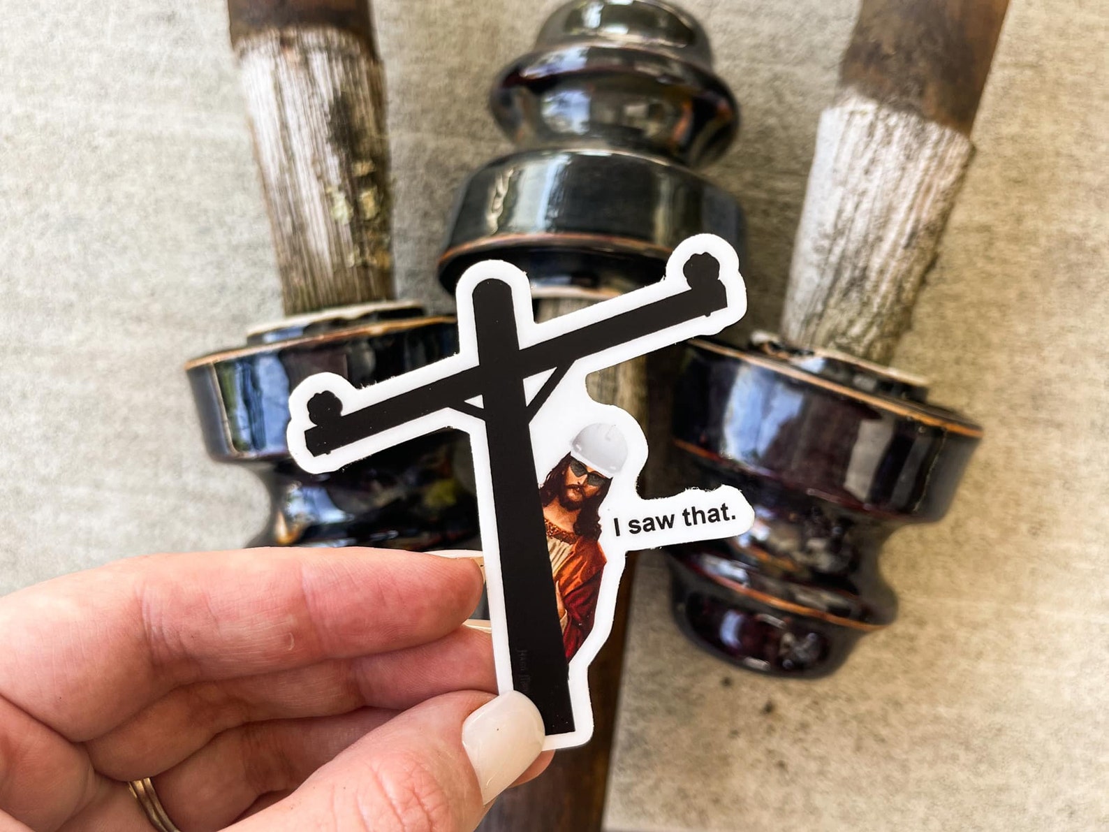 Jesus I Saw That Hard Hat Sticker Lineman Blue Collar Great for Hardhat ...
