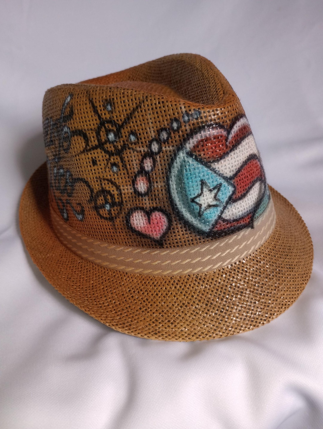 Personalized Puerto Rico Flag Hat | Airbrushed Coqui Taino Art | Hand ...
