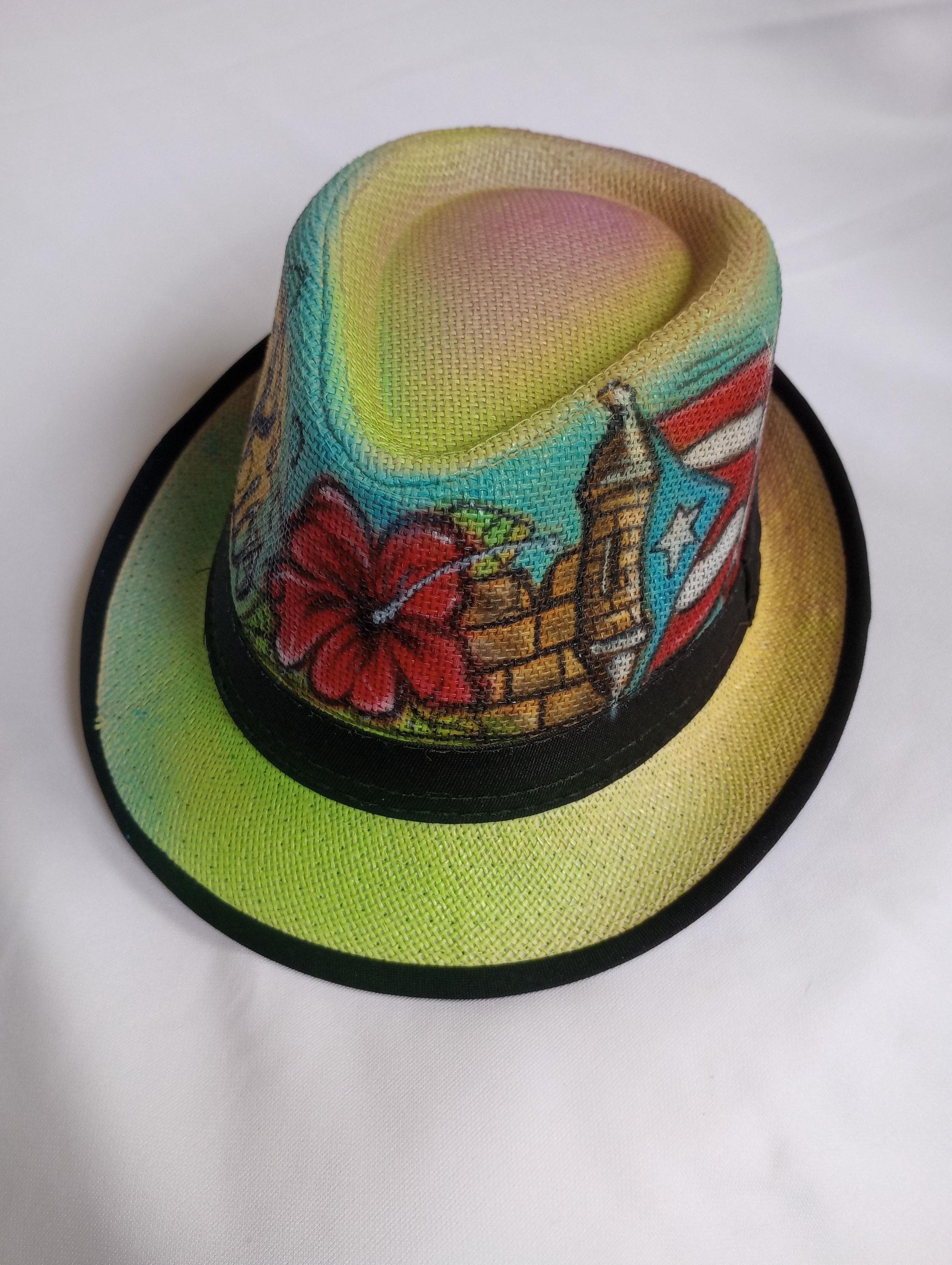 Hand Painted Puerto Rico Hat | Personalized Name Airbrushed Puertorican ...