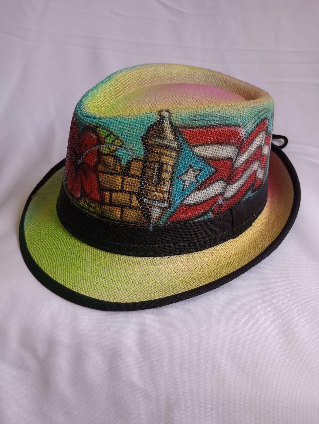 Hand Painted Puerto Rico Hat | Personalized Name Airbrushed Puertorican ...