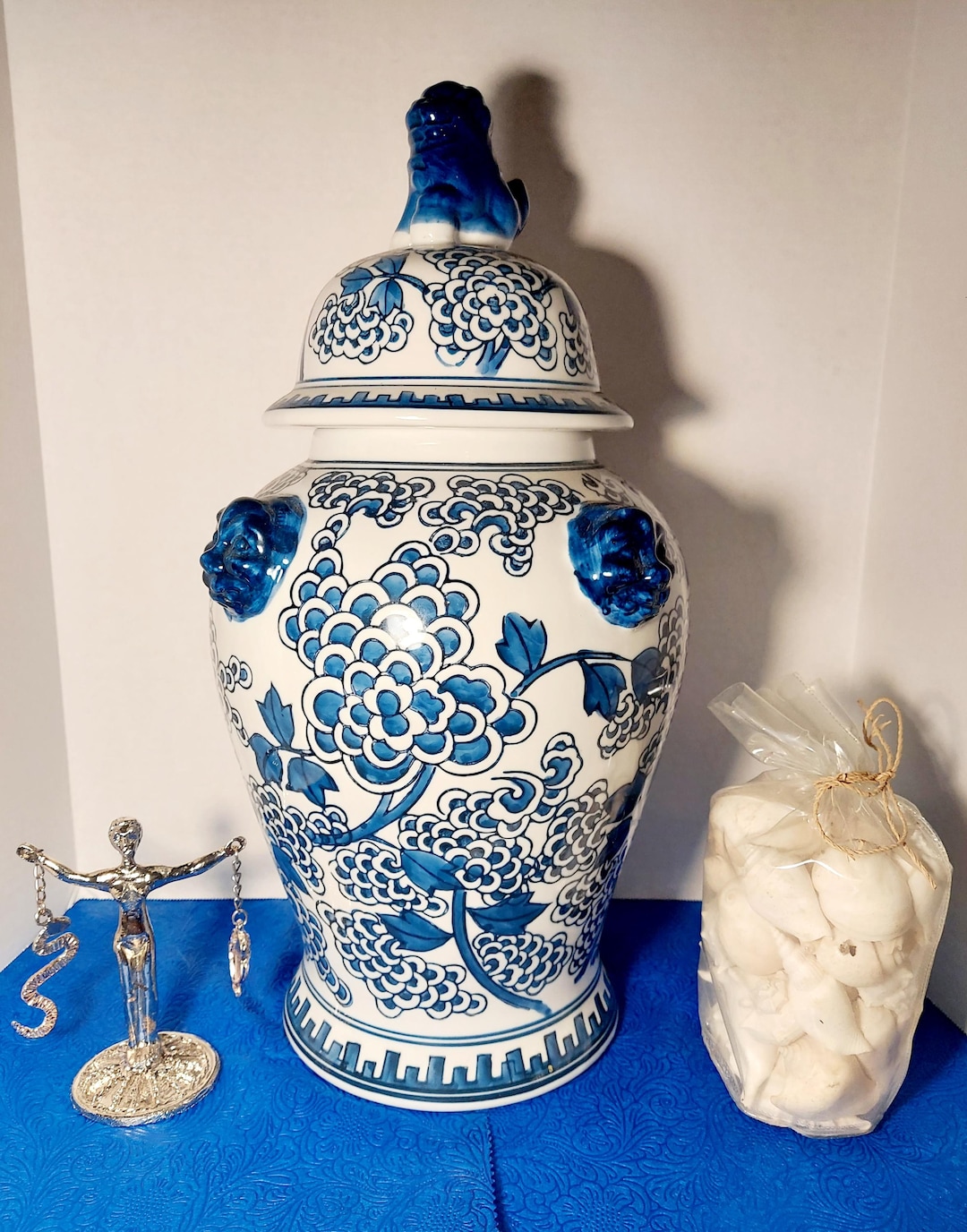 Olokun Sopera Tinaja Vessel Blue and White Olokun Tureen With 4 Heads ...