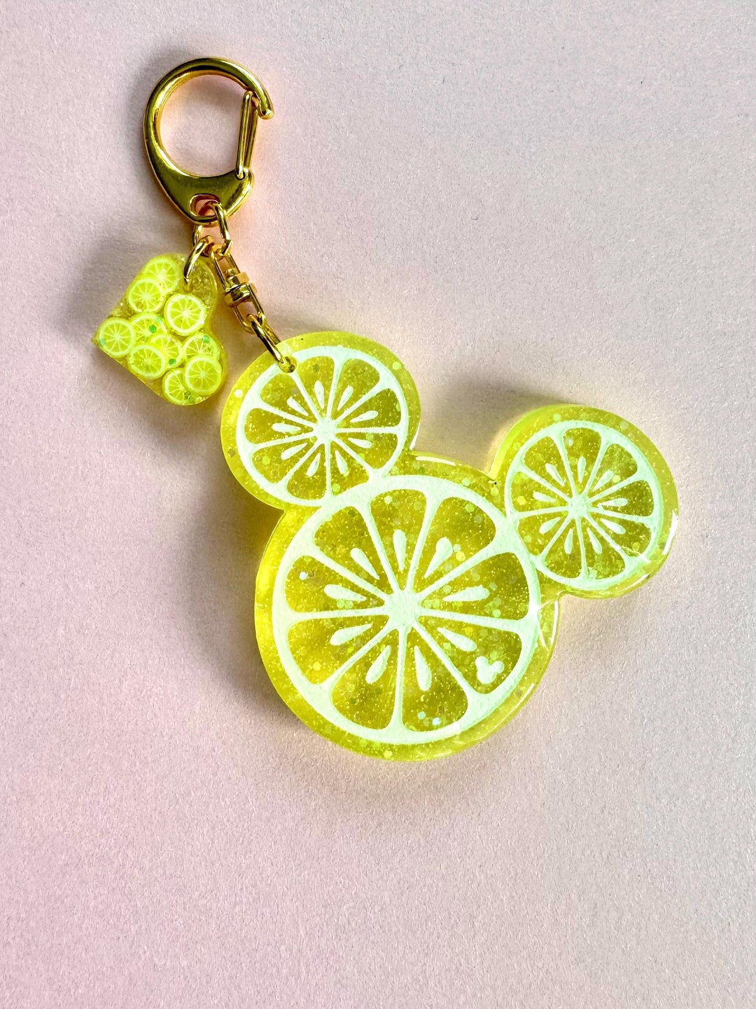 Mickey Lemon Slice Keychain – Iridescent Glitter Disney Bag Charm - Etsy