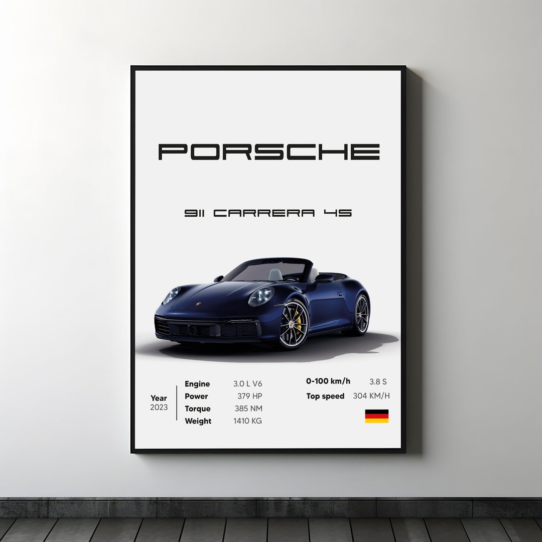 Porsche 911 Carrera 4S Car Poster Premium Print for Wall Decor in ...