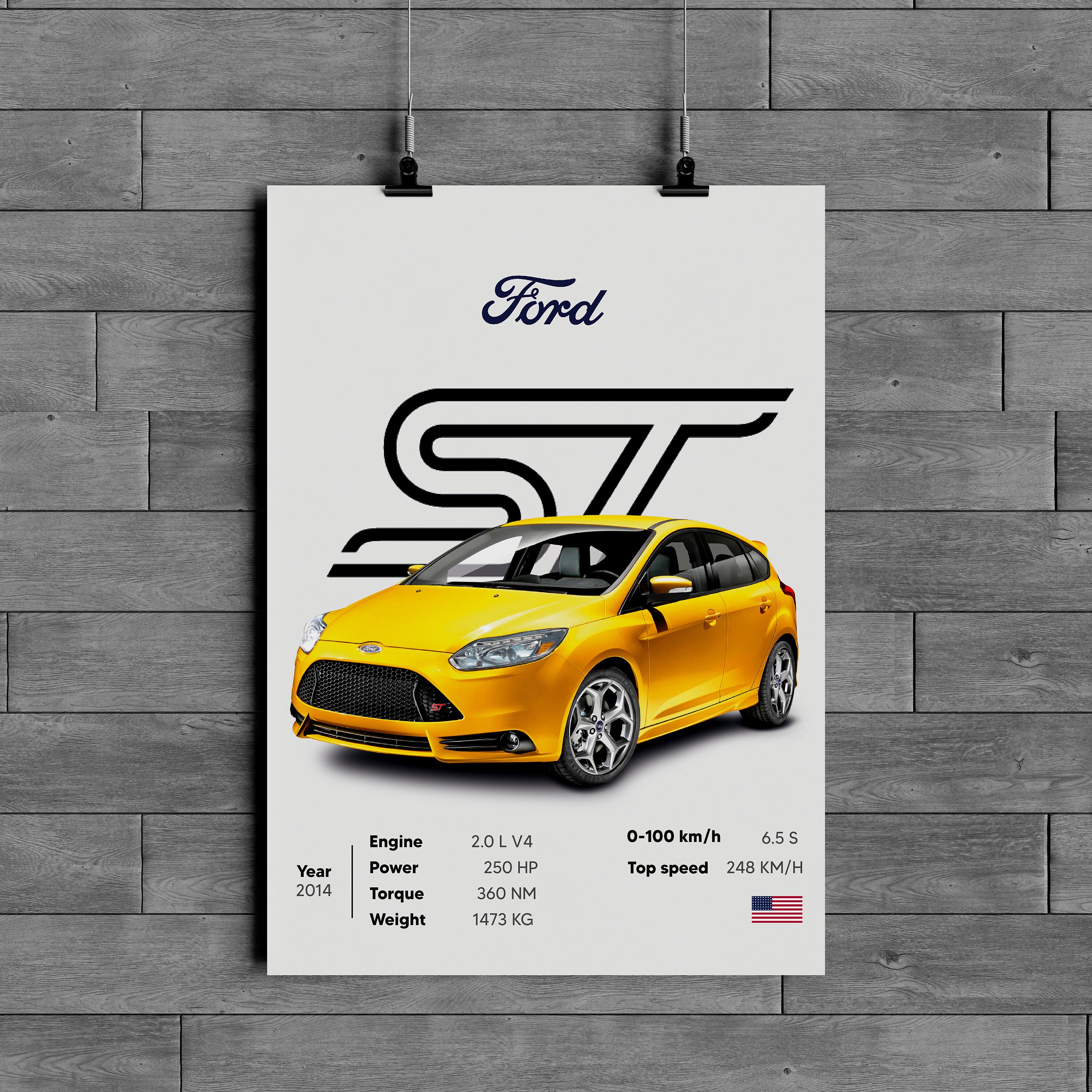 Ford Focus RS 2014, Ford Focus, Super Car Art, Ford ST, Car Poster ...
