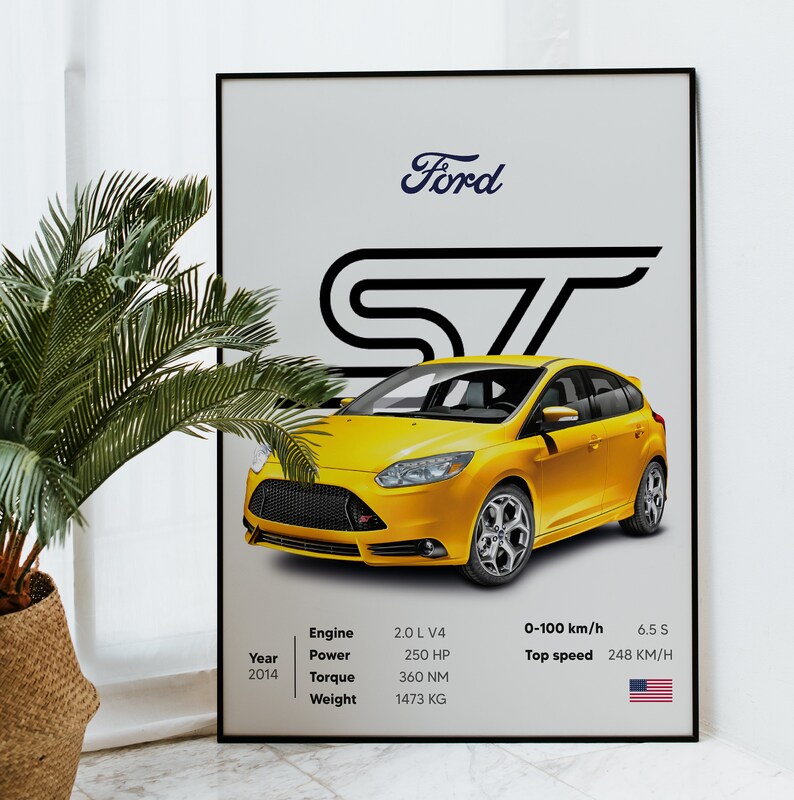 Ford Focus RS 2014, Ford Focus, Super Car Art, Ford ST, Car Poster ...
