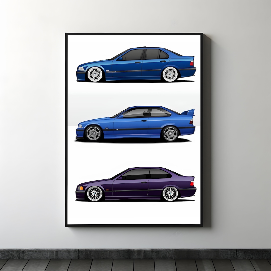 BMW E36 M3 Digital Car Poster Instant Download, High-quality Printable ...