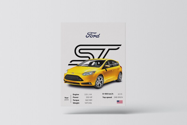 Ford Focus RS 2014, Ford Focus, Super Car Art, Ford ST, Car Poster ...