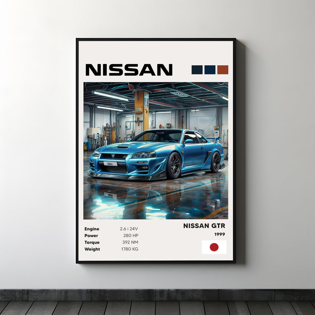 Poster Print of Nissan Skyline GTR R34, Japanese Car Poster, Supercar ...