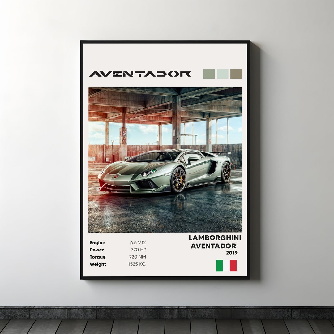 Lambo Aventador SVJ Lamborghini KM & MI Car Poster Digital Download ...