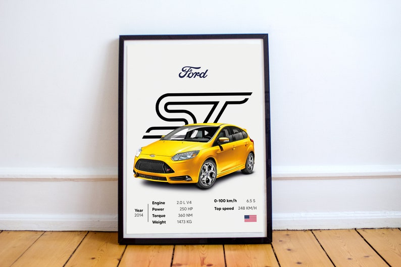 Ford Focus RS 2014, Ford Focus, Super Car Art, Ford ST, Car Poster ...