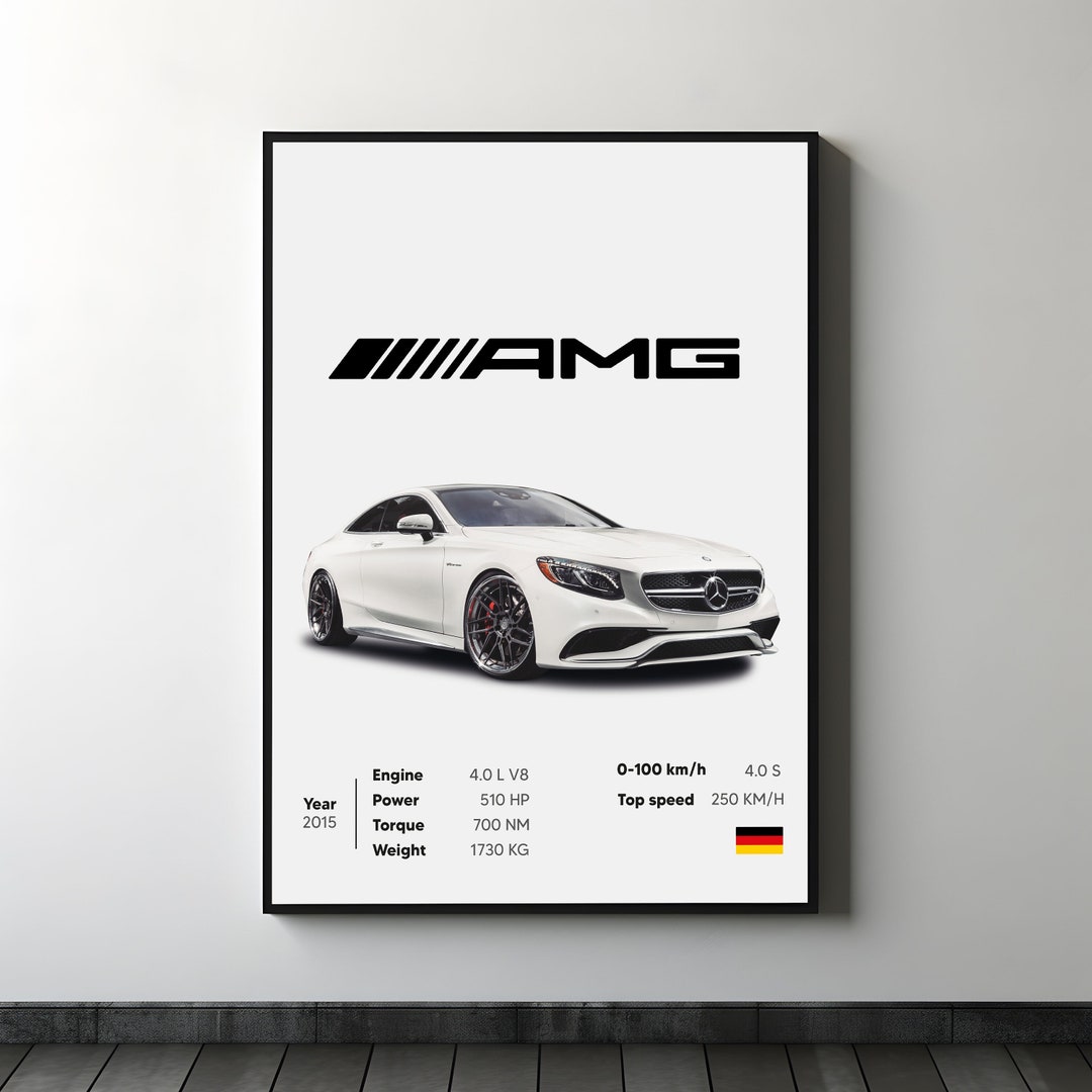 Mercedes Benz C63 S AMG, Mercedes Benz, Sports Car, Supercar, Wall Art ...