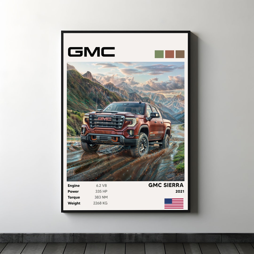 GMC Sierra Poster Canvas Print, off Road Wall Art, GMC Wall Art, GMC ...