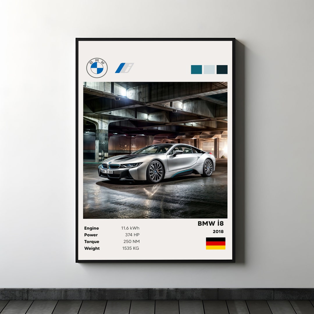 BMW I8 Poster Electric Vehicle Print, Modern Classic Car Art, Ideal for Car Enthusiasts and ...