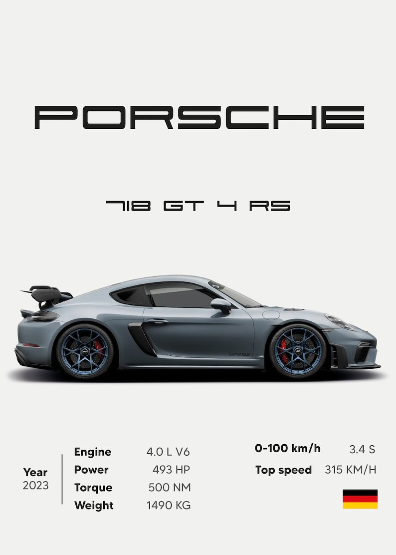 Porsche 718 GT4 RS Poster Print Wall Art Car Photography - Etsy