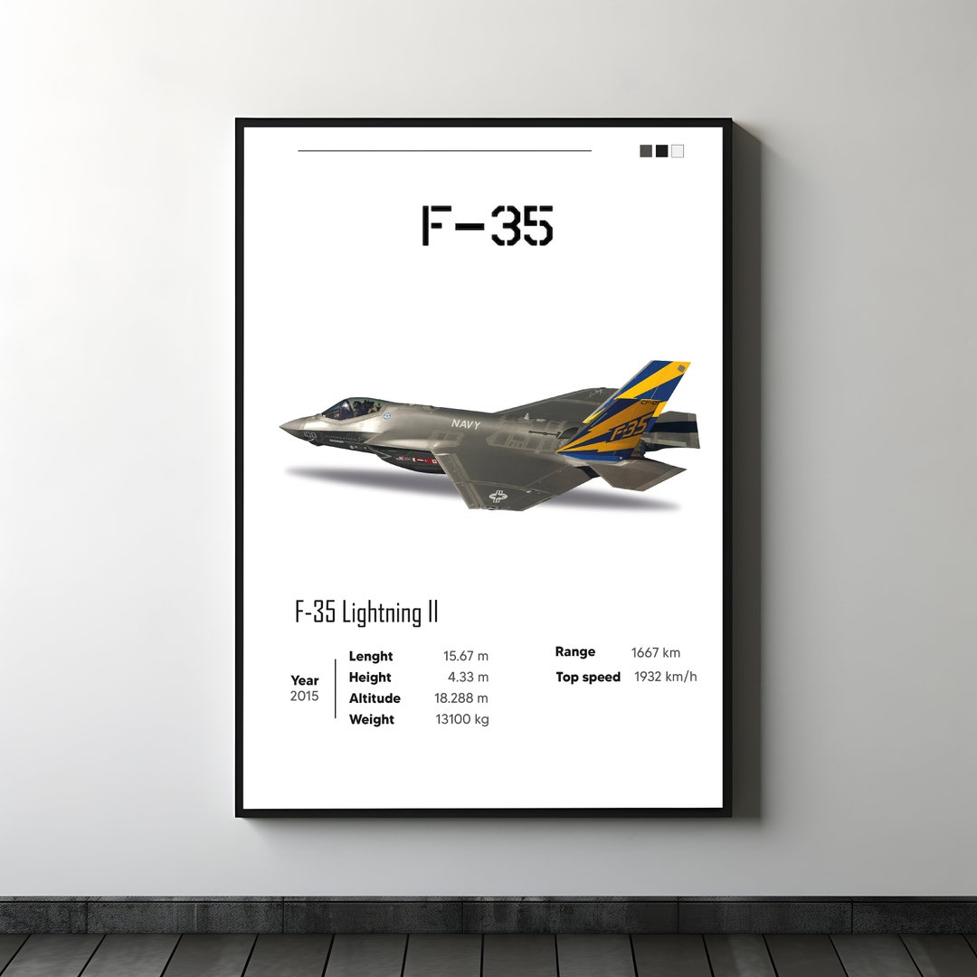 F-35 Lightning Aircraft Poster, F 35 Poster, F-35B Fighter, Aviation ...