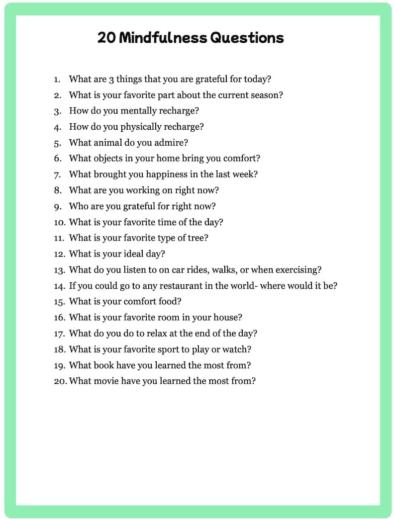 40 Mindfulness Questions for Icebreakers, Therapy, Date Nights ...