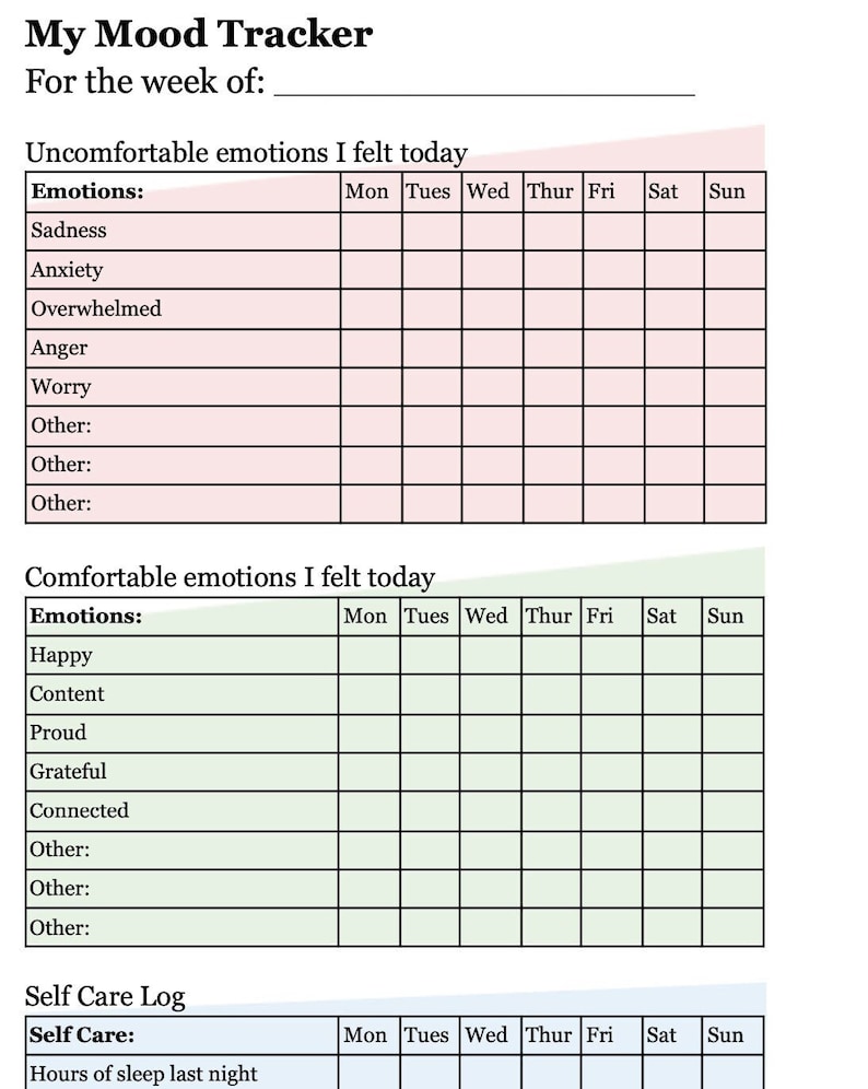 Mood Tracker Worksheet PLUS Daily Reflections - Etsy