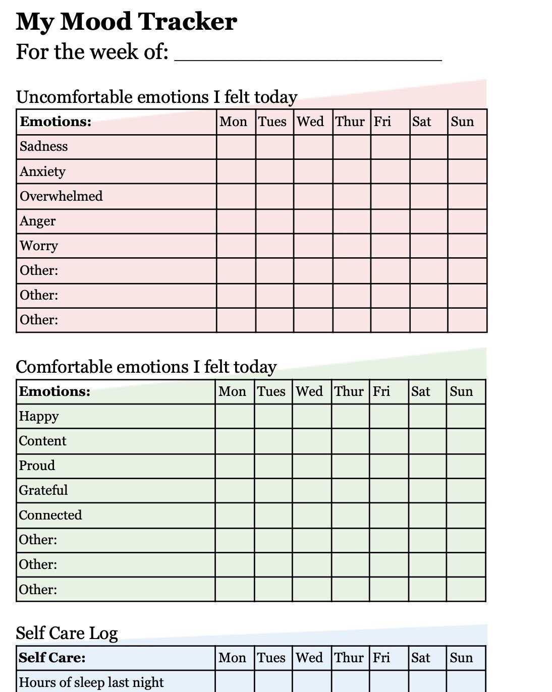 Mood Tracker Worksheet PLUS Daily Reflections - Etsy