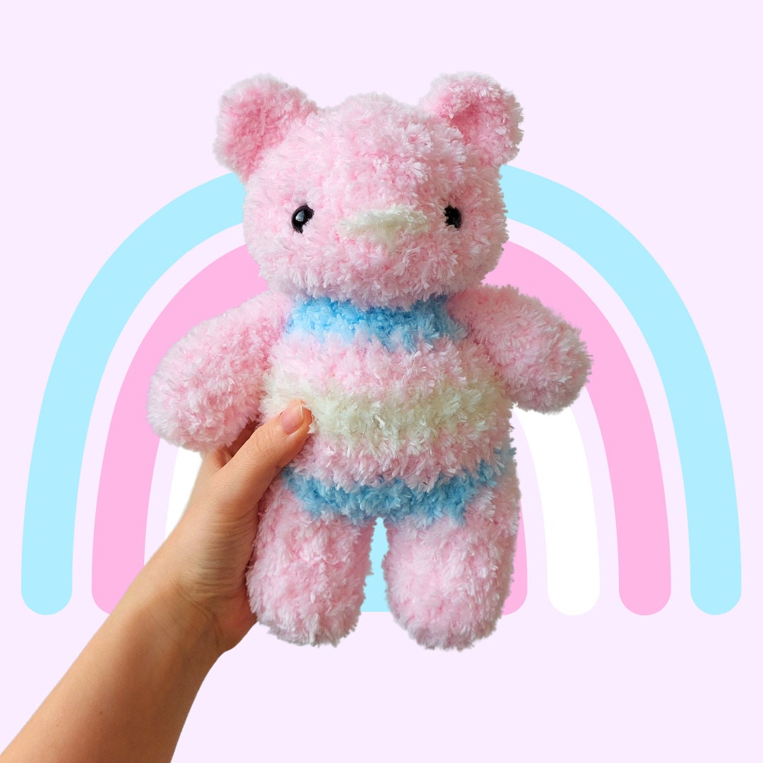 PLUSHIE: Handmade Fluffy Trans Pride Bear - Etsy