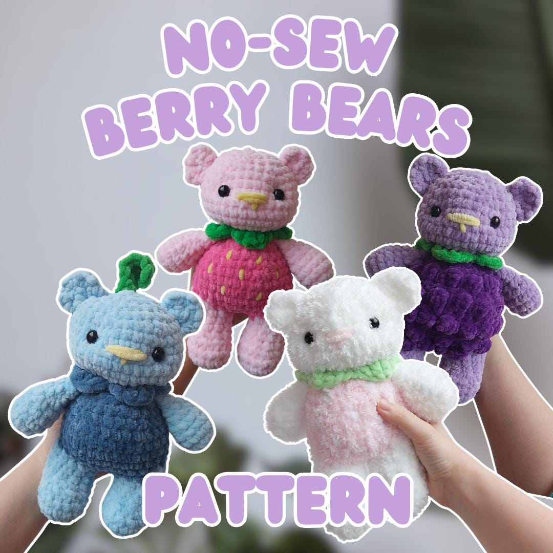 NO-SEW PATTERN: Berry Bears, Strawbeary, Blackbeary and Bluebeary - Etsy