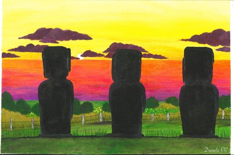 Rapa Nui Wall Print, Moai Print, Office Art Poster, Easter Island Print ...