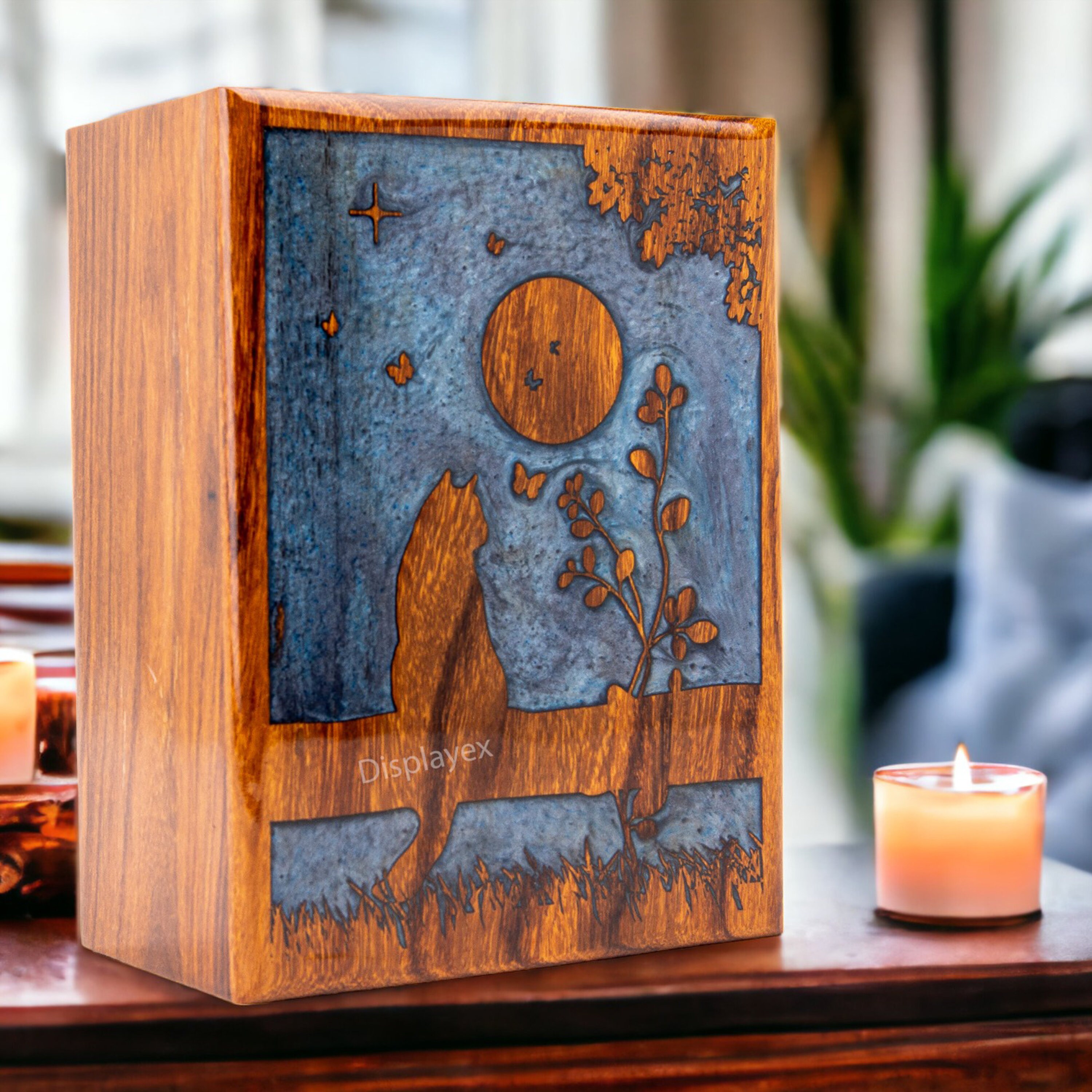 Displayex India Handmade Epoxy Resin Unique Wood Urns for Ashes Pet ...